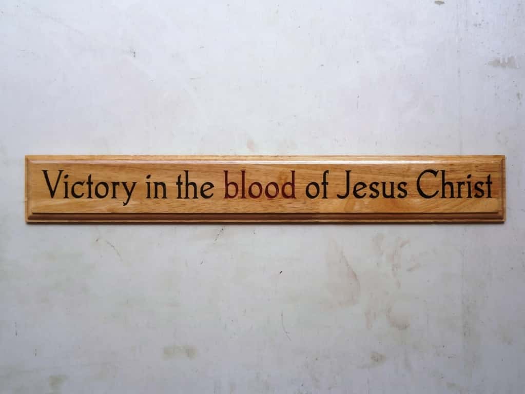Victory in the blood of Jesus Christ - Wood Carving Art Work
