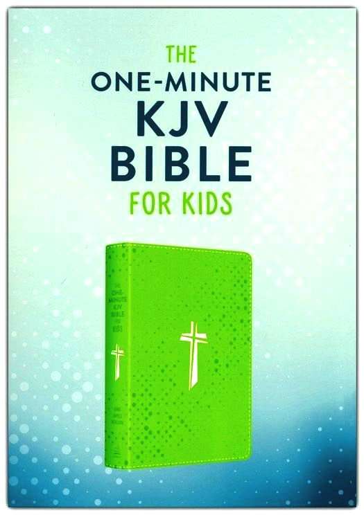 The One-Minute KJV Bible For Kids: Neon Green Cross Leathersoft [24 ...
