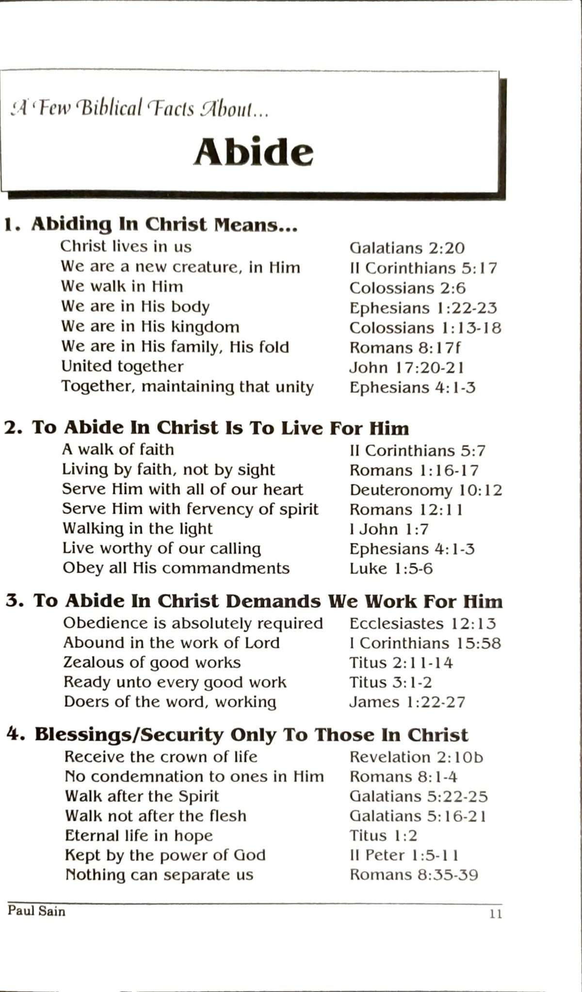 Ready Reference: Facts & Scriptures On 100 Biblical Subjects: by- Paul ...