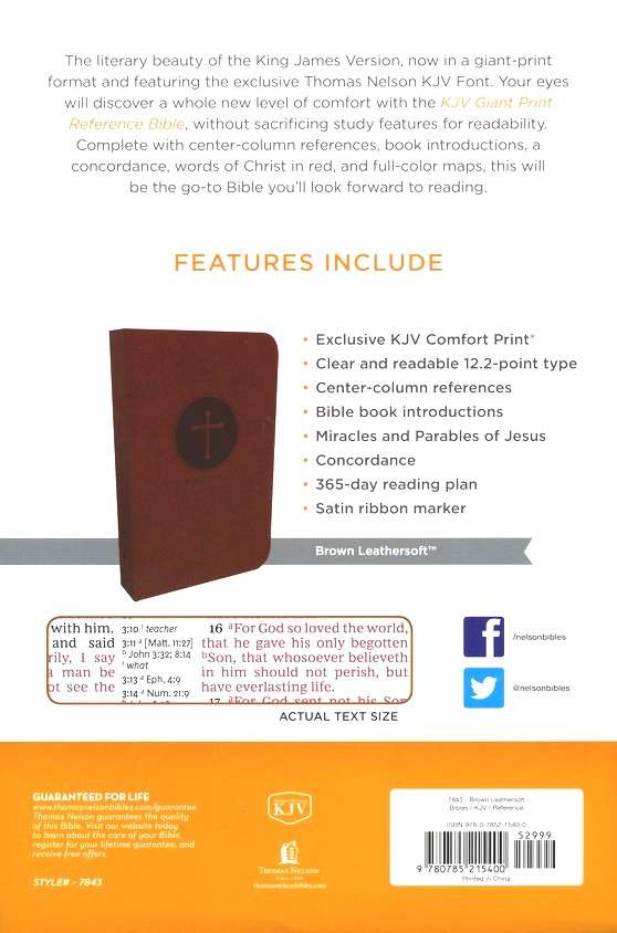 KJV Giant Print Centre-Column Reference Bible: Lay Flat Brown ...