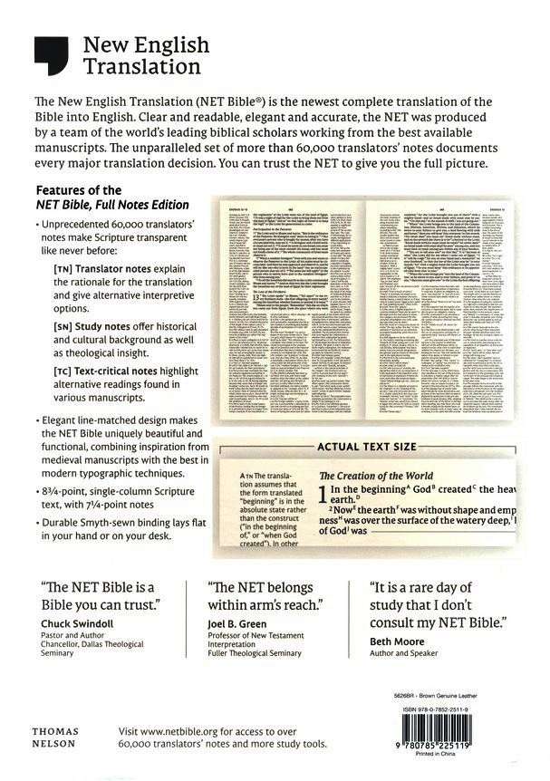 NET Full-Notes Edition: Brown Genuine Leather (ISBN:9780785225119 ...