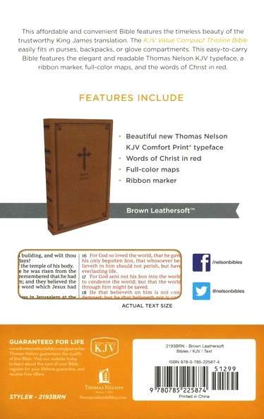 KJV Compact Value Thinline Bible: Brown Leathersoft (ISBN:9780785225874 ...