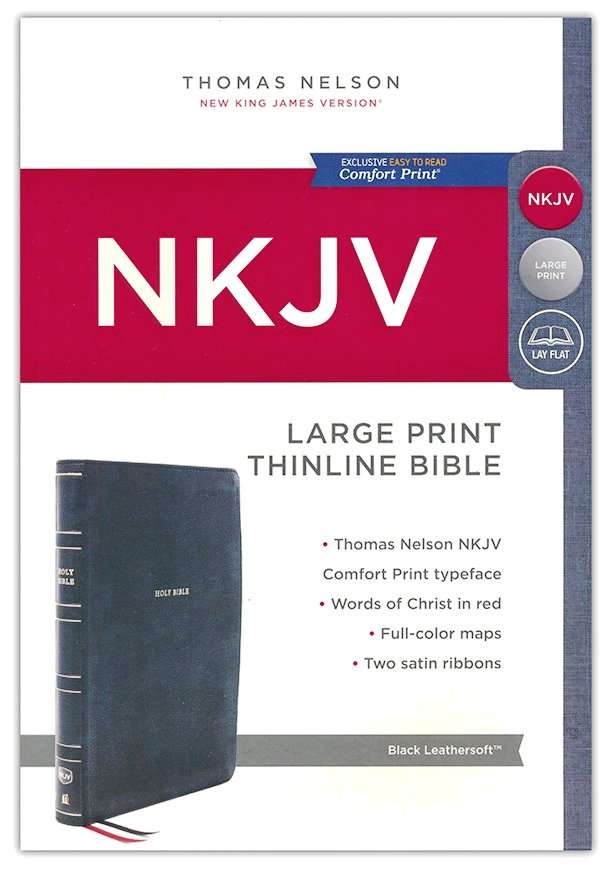 NKJV Large Print Thinline Bible: Black Leathersoft: (ISBN:9780785237990 ...