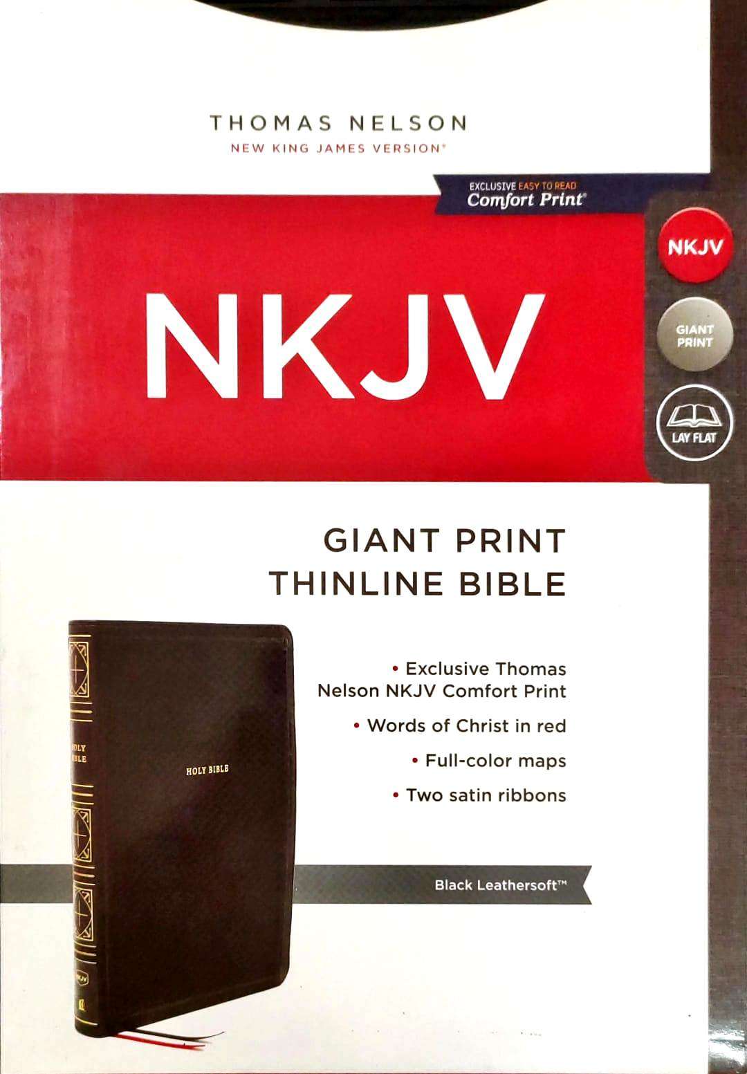 NKJV Giant Print Thinline Bible: Black Leather Soft (ISBN:9780785231714 ...
