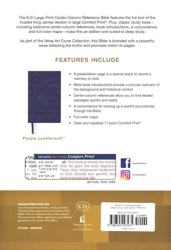 KJV Large Print Center-Column Reference Bible: Verse Art Cover ...