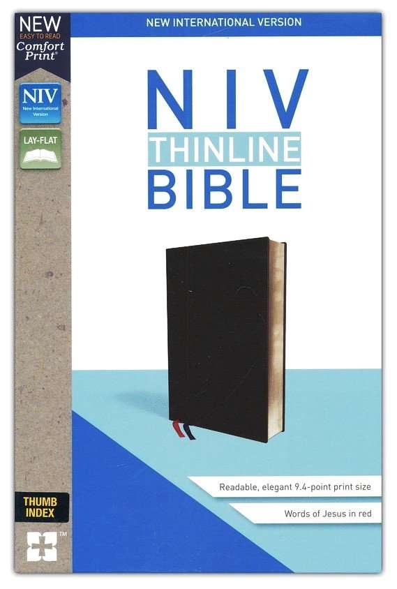 NIV Thinline Bible: Black Bonded Leather With Thumb Index [24] (ISBN ...