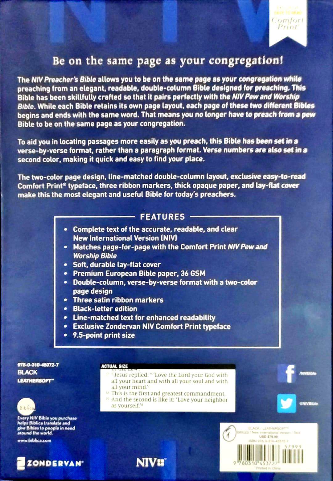 NIV Preacher's Bible - Verse -by-Verse Layout For Easy Navigation ...