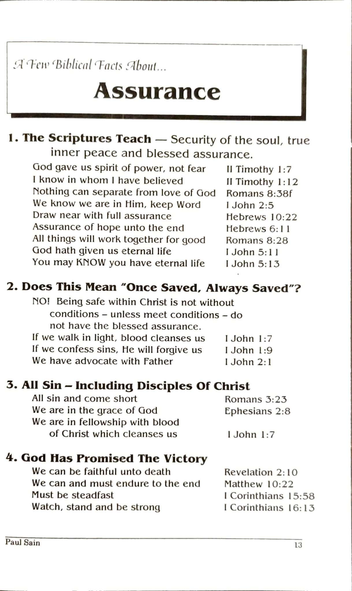 Ready Reference: Facts & Scriptures On 100 Biblical Subjects: by- Paul ...