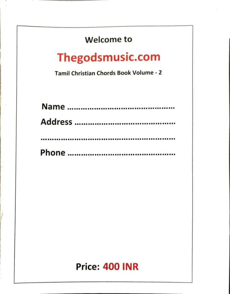 Tamil Christian Songs Keyboard Chords Vol-2 (Romanized Edition ...