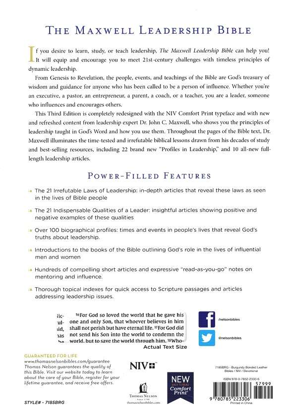 NIV Comfort Print Maxwell Leadership Bible