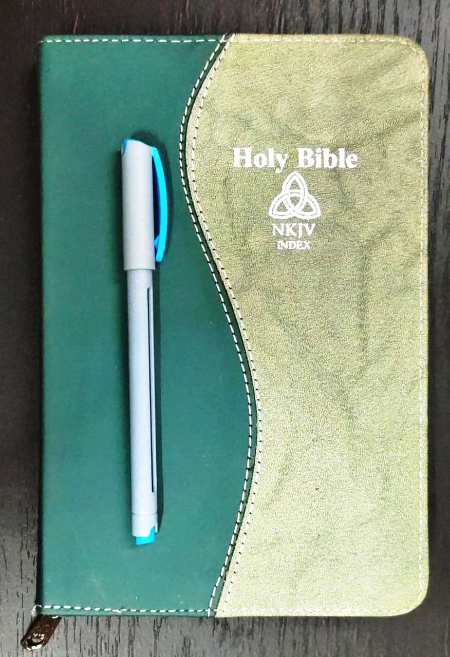 NKJV Bible Double Color Zip Type Dark Green/ Light Green ...