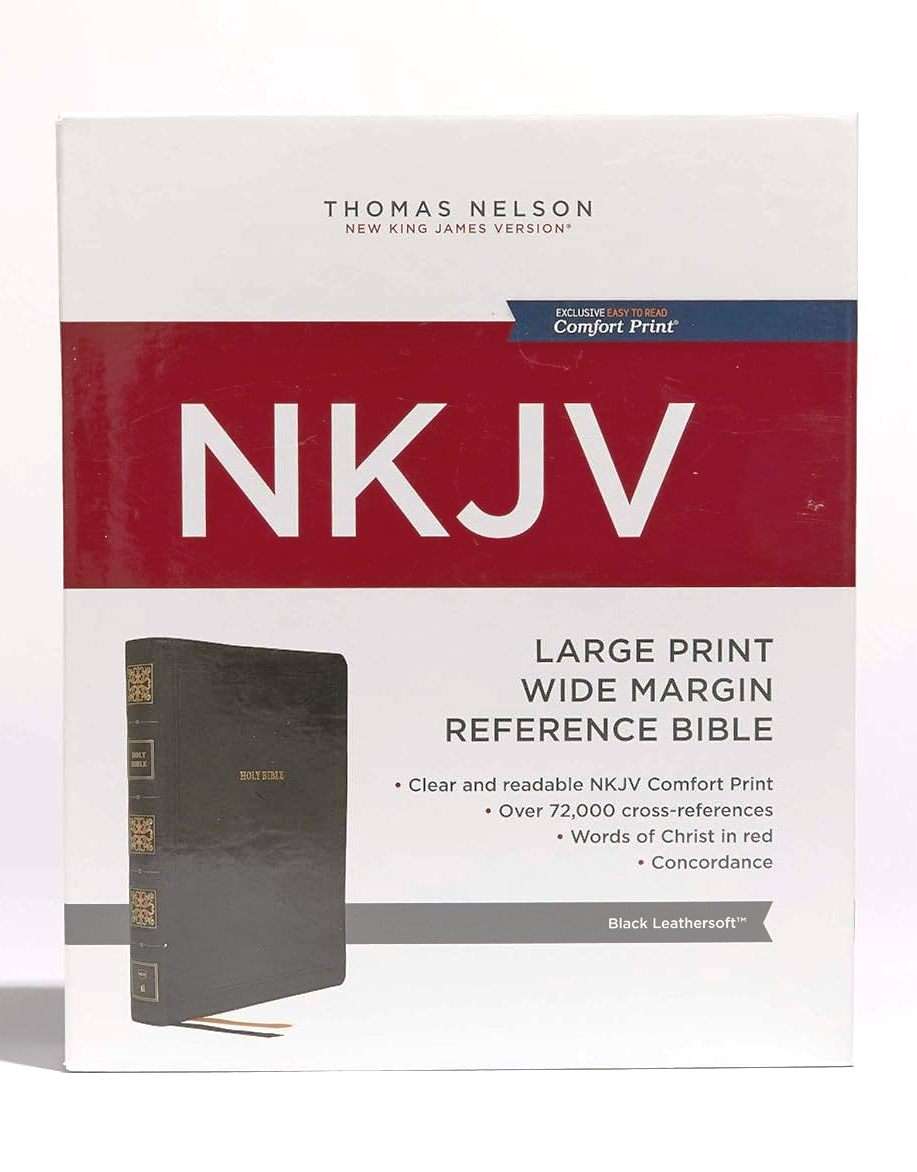 NKJV Large Print Wide Margin Reference Bible: Black Leathersoft (ISBN ...