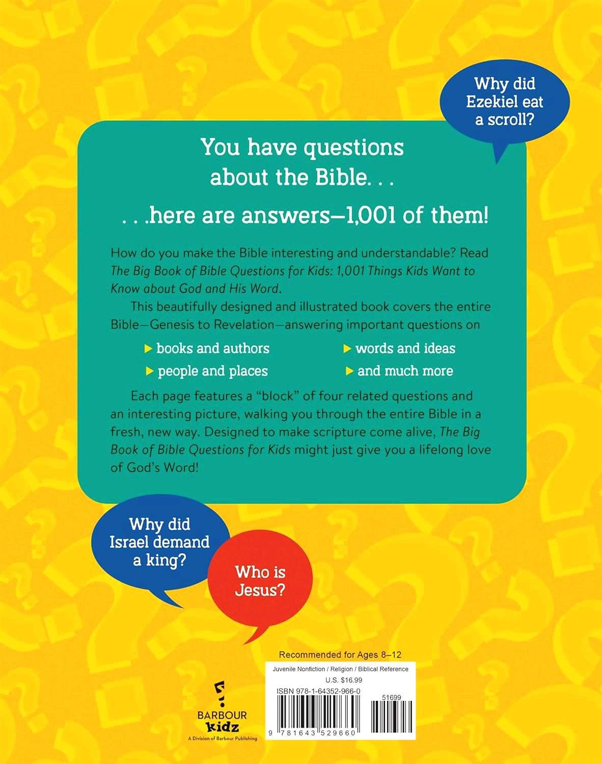 The Big Book Of Bible Questions For Kids: 1001 Things Kids Want To Know ...