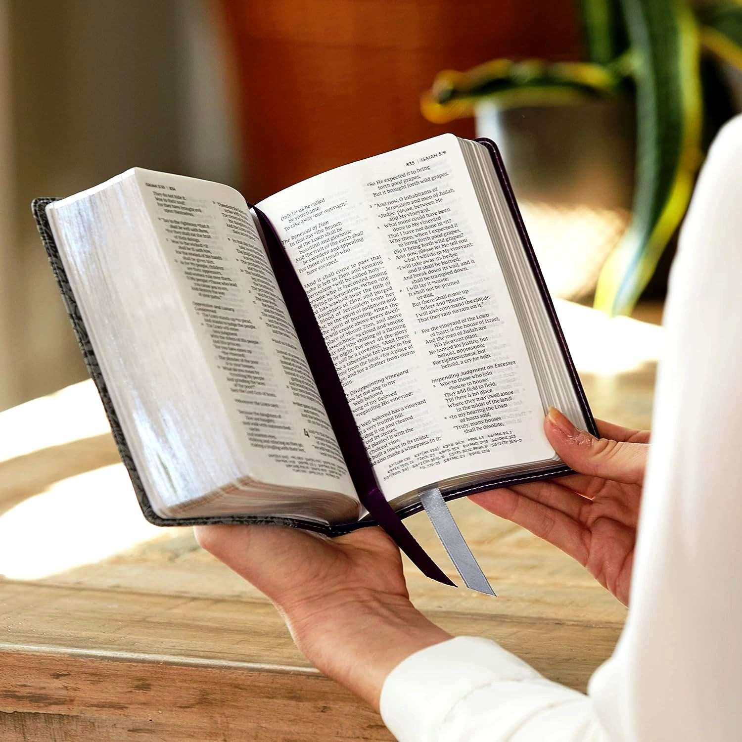 NKJV Deluxe Compact Large Print Reference Bible: Purple/Gray ...
