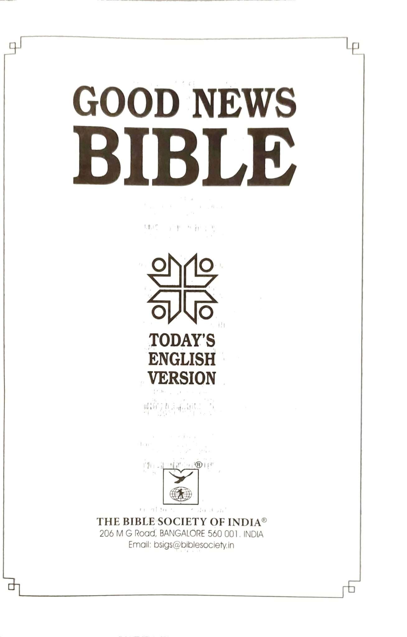 Good News Bible Todays English Version