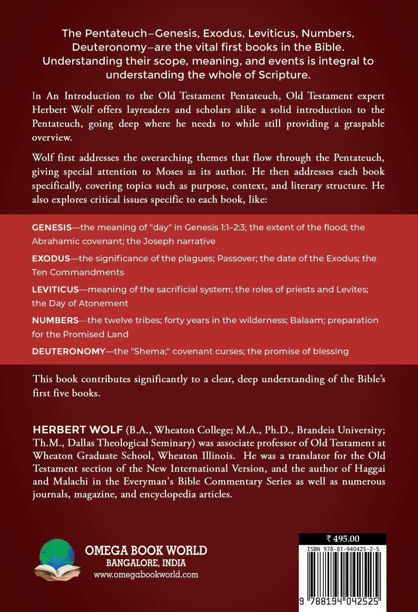 An Introduction to the Old Testament Pentateuch: by- Herbert Wolf (ISBN ...