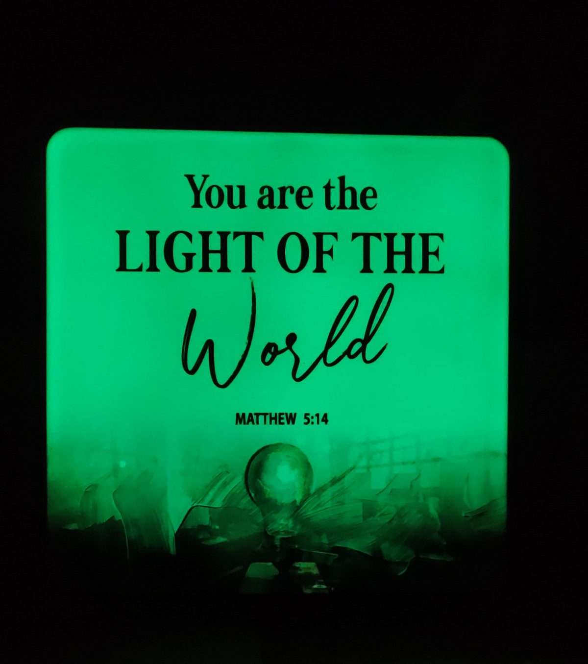 Wooden Text With Radium Light - Mat.5:14 : (11 X 11 ...