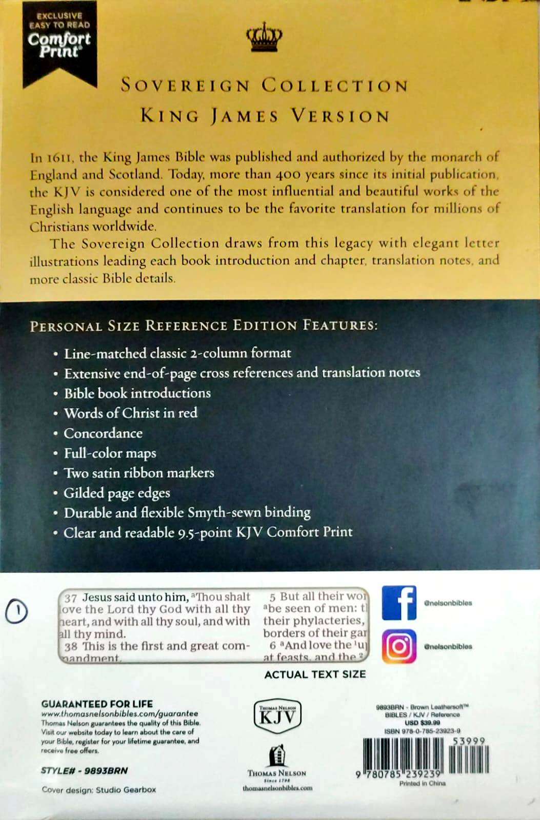 KJV Sovereign Collection Bible - Personal Size Edition: Brown ...