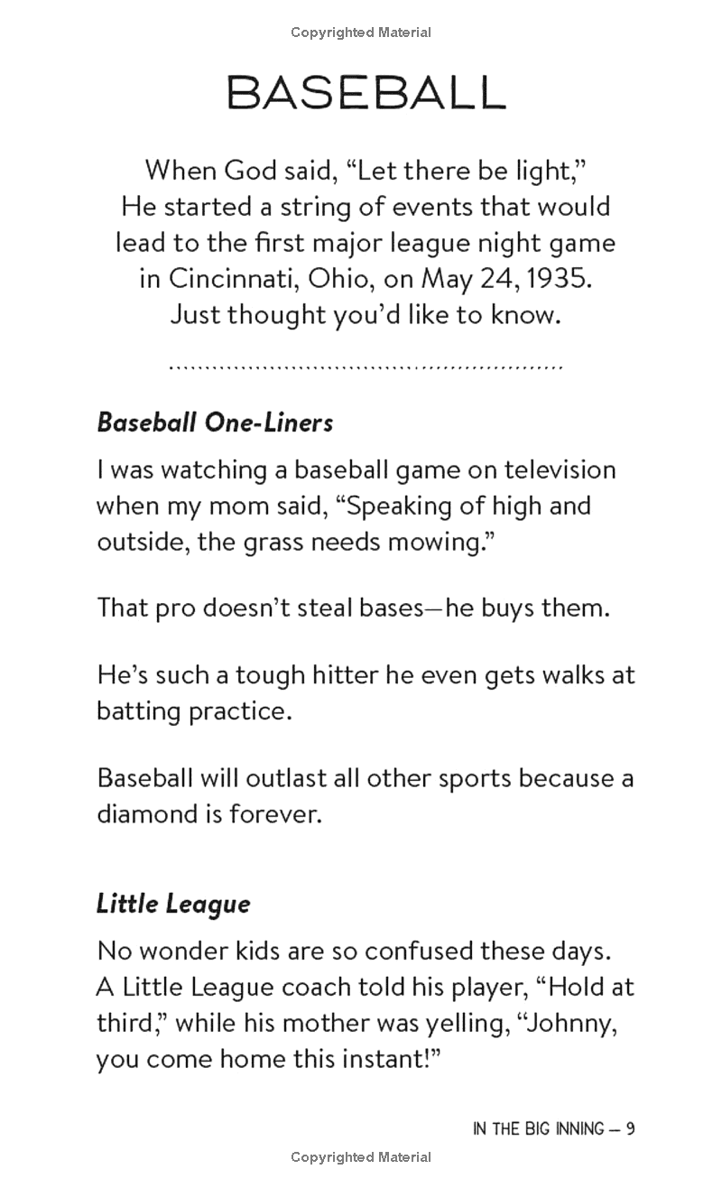 In The Big Inning: Good, Clean Sports Jokes For Kids! [24] (ISBN ...